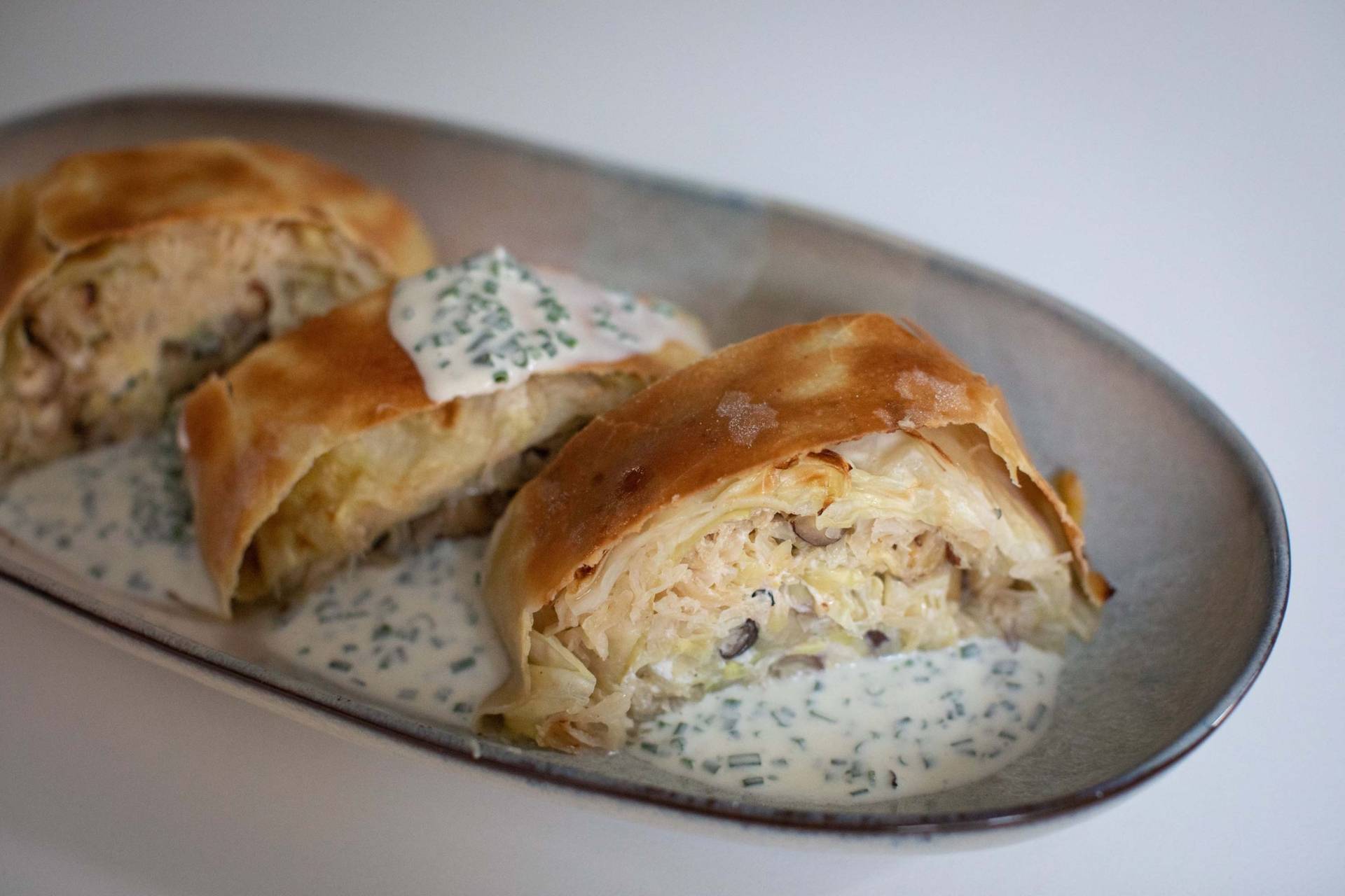 The recipe: Cabbage cream strudel with wild mushrooms and nuts